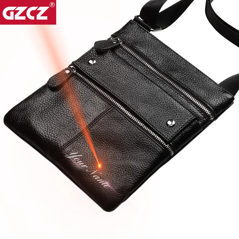 GZCZ Famous Brand Leather Men's Bag Casual Business Mens Messenger Bag ...