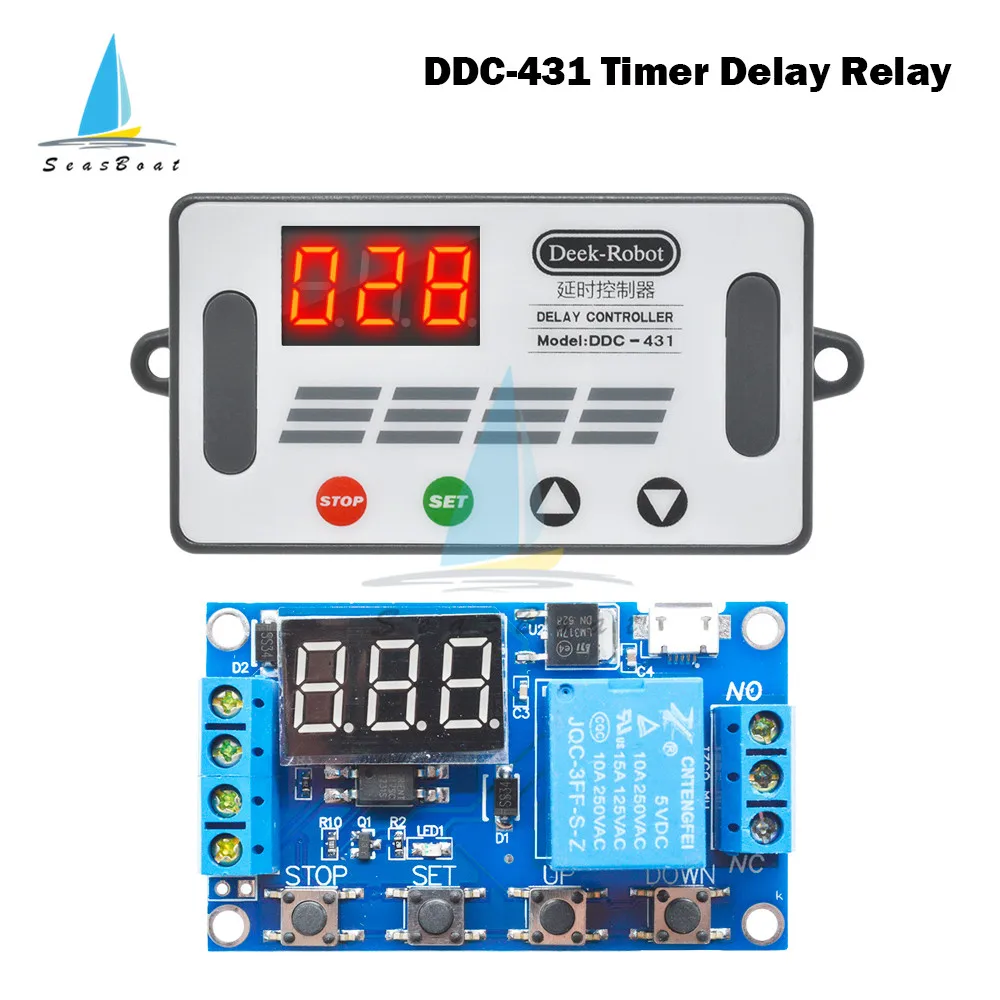 DC 12V DDC-431 Timer Delay Relay Switch Digital LED Display Delay Controller Trigger Cycle Timer ...