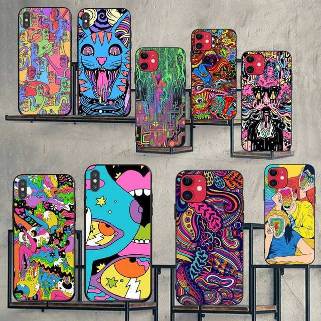 Color Full Psychedelic Trippy Art Soft black Case For IPhone 11 pro XS ...