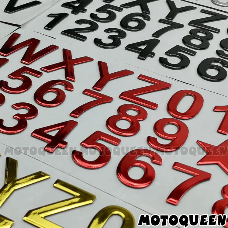 47pcs 3D Motorcycle car Decals Stickers Arab Number English Letter ...