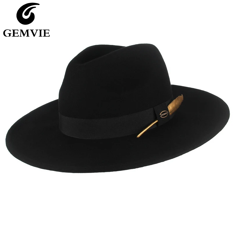 GEMVIE-Sombrero-de-fieltro-de-lana-100-para-hombre-y-mujer-gorro-de-ala ...