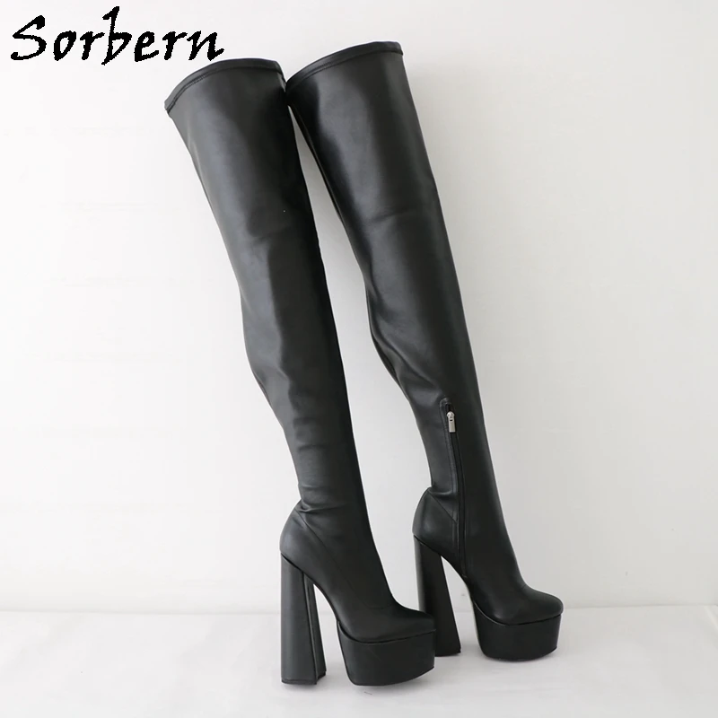 Sorbern-Thick-Black-Women-Boots-Crotch-Thigh-High-Unisex-Boot-Thick ...