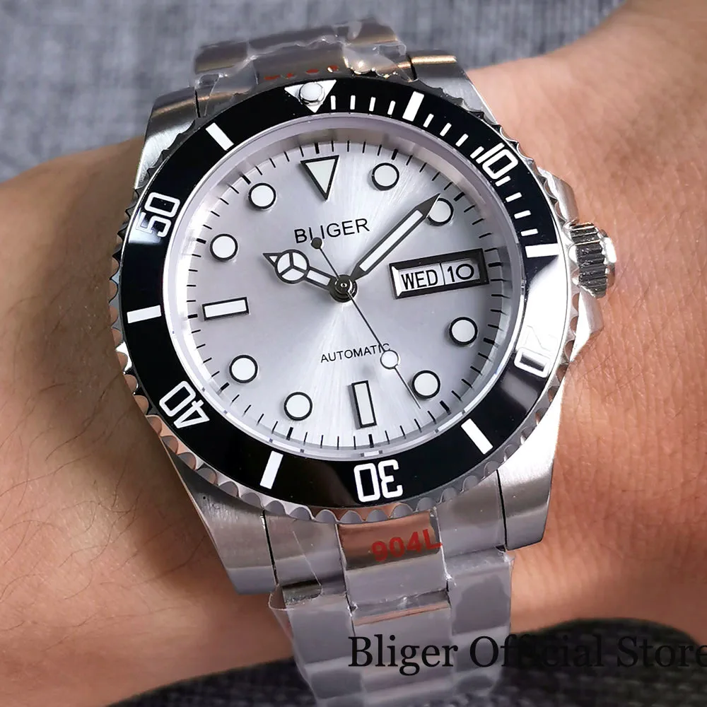 BLIGER 24 Jewels NH36A Automatic Men Watch Silver Blue Dial 40MM ...