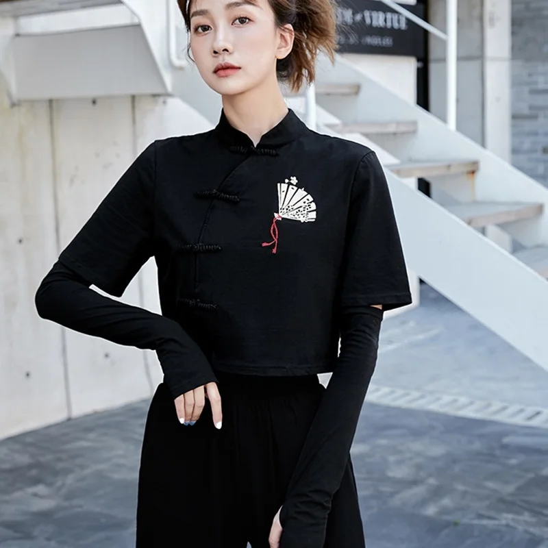 Chinese Style T Shirt Women 2020 Summer Black Sexy Cheongsam Crop Tops ...