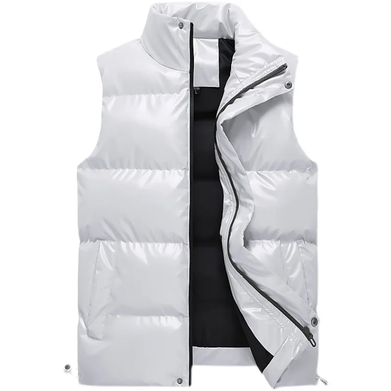 Men-Fashion-White-Sleeveless-Jacket-Winter-Men-Warm-Shiny-Cotton-Padded ...