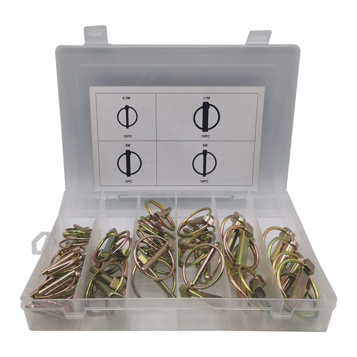 50Pcs M4.5/M6/M8/M11 Lynch Locking Pin Assortment Kit Spring Steel ...