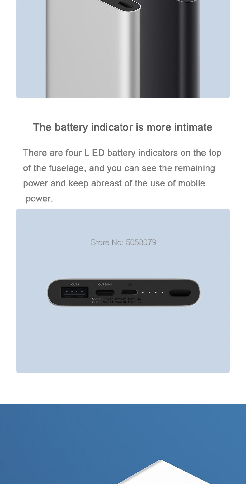 Xiao mi power Bank 3 10000 мАч PLM12ZM usb type C QC3.0 Быстрая зарядка mi power bank 10000 ...