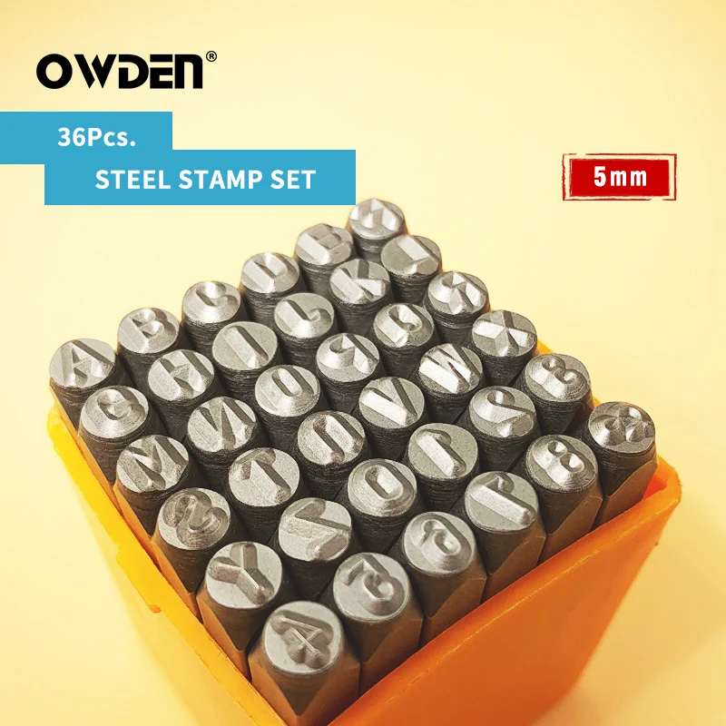 OWDEN 36Pcs 5mm Steel Metal Stamp Set Number and Letter Punch Tools for ...
