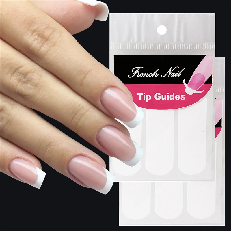 White French Style Smile Nail Stickers Manicure Strip Nail Art Form ...
