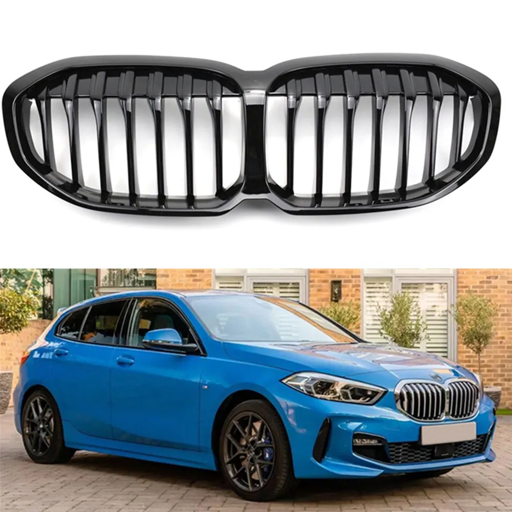 Single Slat Gloss Black Front Kindey Bumper Grille Grill For Bmw 1 ...