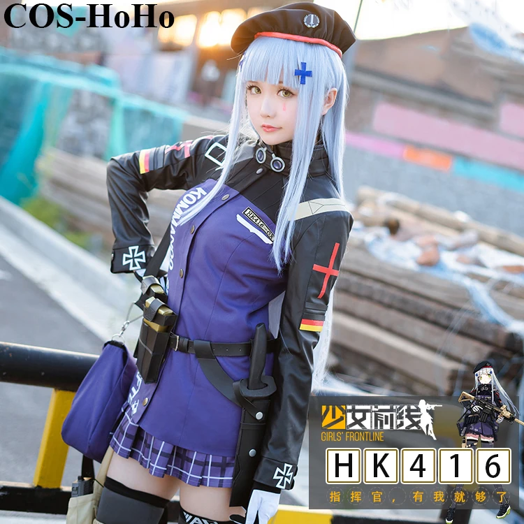 COS HoHo Anime Game 소녀의 전선 HK416 보라색 전투복 고딕 제복 코스프레 의상 여성을위한 할로윈 의상 S ...