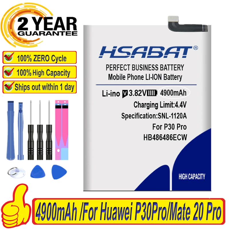 100% Original Hsabat 4900mah Hb486486ecw Battery For Huawei P30 Pro For ...