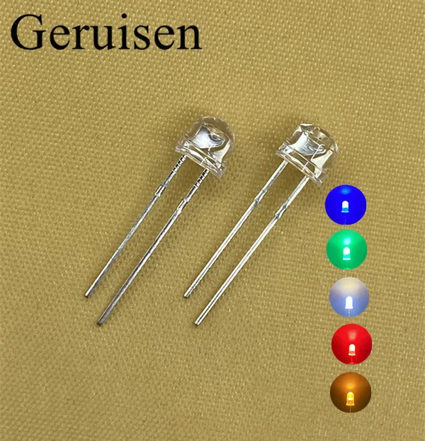 100PCS-5mm-Diode-Straw-Hat-White-Red-Green-Blue-Yellow-Purple-Smd-Smt ...