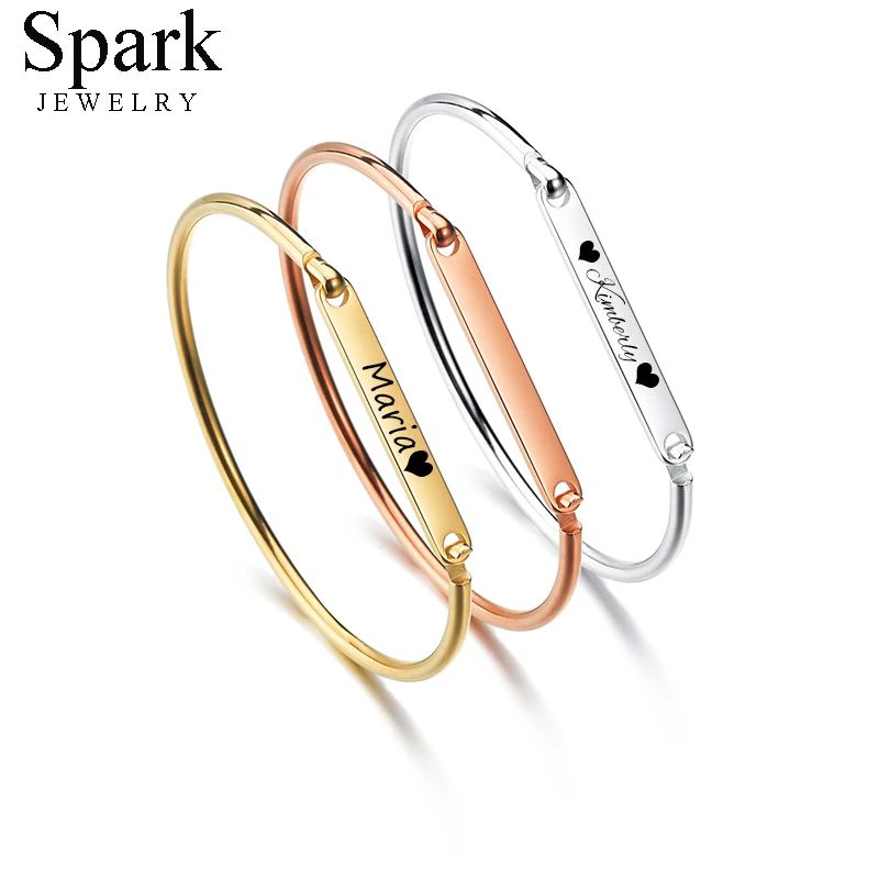 Spark Personalized Stainless Steel Custom Bangles Bracelets For Women ...