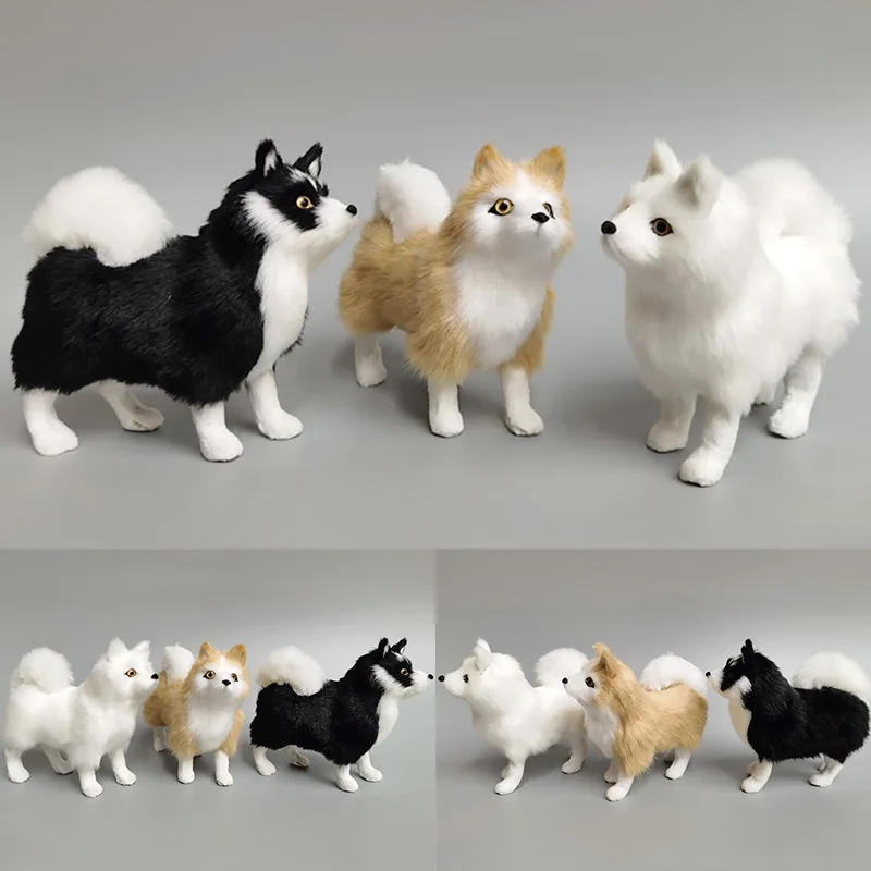 Animal Figurine Simulation Dog | Faux Fur Figurines Miniatures - Plush ...