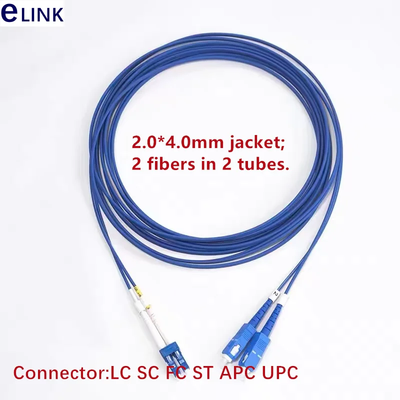5pcs 1mtr DX 2C Armored Fiber Patch Cord 2.0*4.0mm duplex SM SC LC FC ...