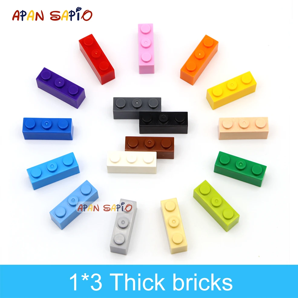 60pcs Diy Building Blocks Thick Figures Bricks 1x3 Dots Educational ...