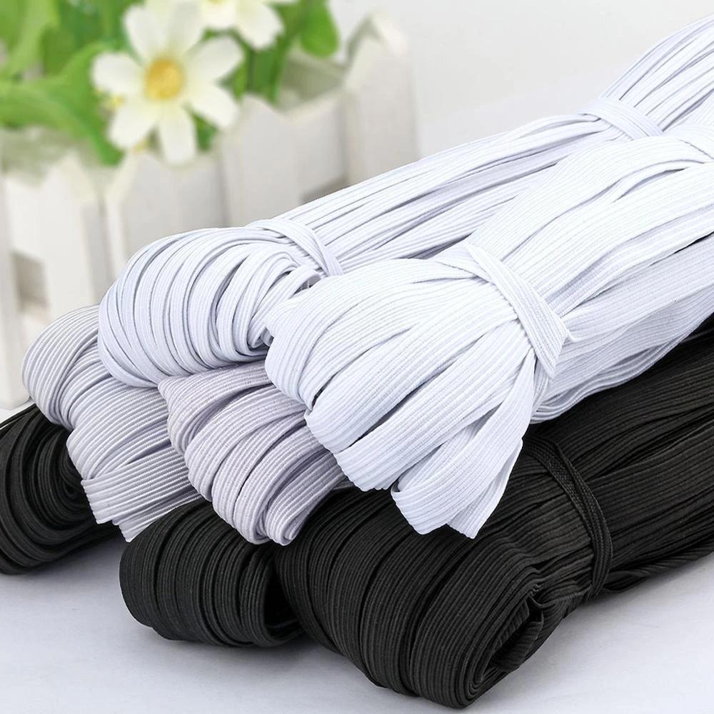 3/4/5/6/8/10MM White/black Flat Elastic Bands Elastic rubber band ...