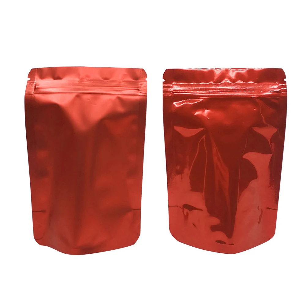 Thick Double Sided Color Ziplock Package Bags Glossy Matte Red Aluminum ...