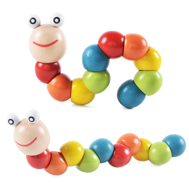 Colorful Wooden Worm Puzzles Kids Learning Educational Didactic Baby ...