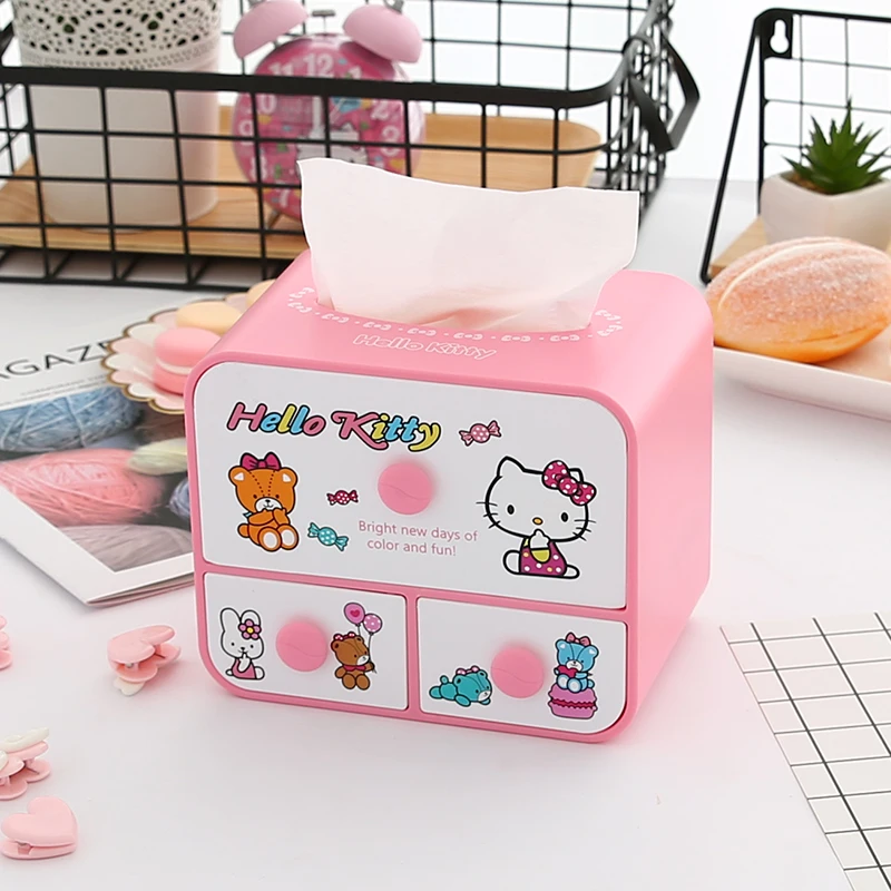 Hello Kitty Cartoon Desktop Storage Multifunctional Tissue Box ...