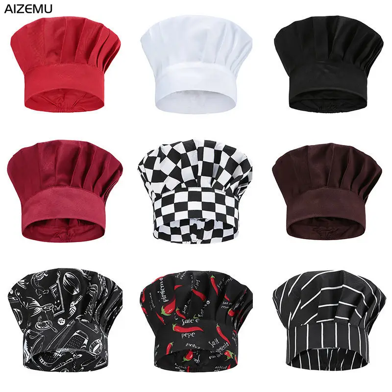Men Master Cook Caps White Chef Hat Waiter Waitress Kitchen Work Hat ...