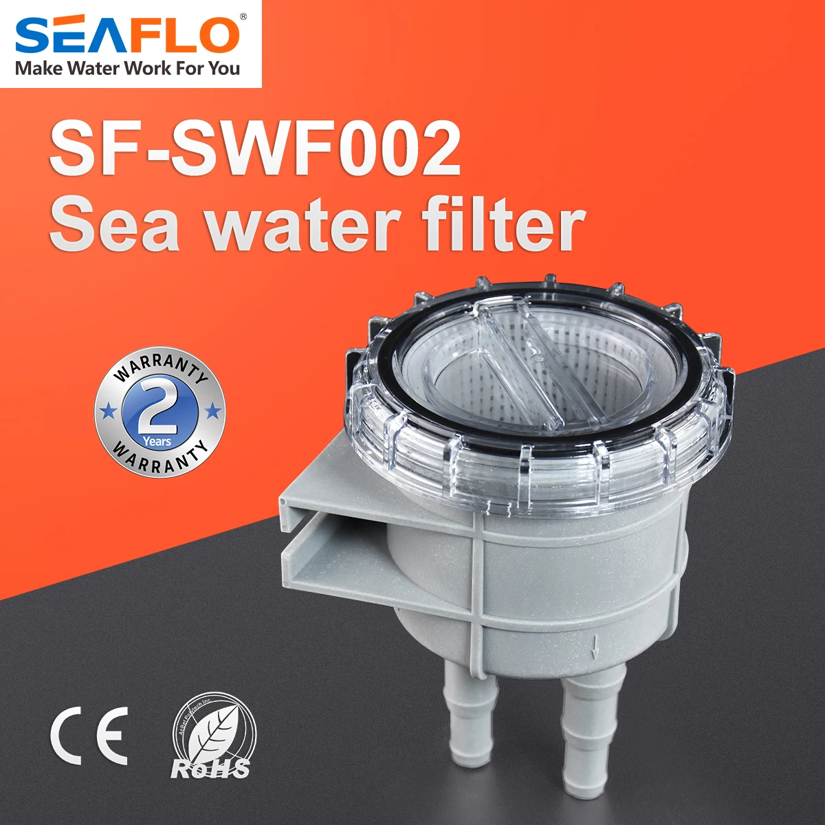 SEAFLO 13mm 16mm 19mm Sea Water filter Fits for Hose Size 1/2" 5/8" 3/4 ...