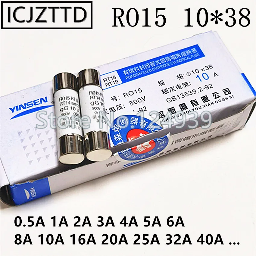 20pcs/box RO15 Ceramic fuse 10x38mm 0.5A 1A 2A 3A 4A 5A 6A 8A 10A 16A ...