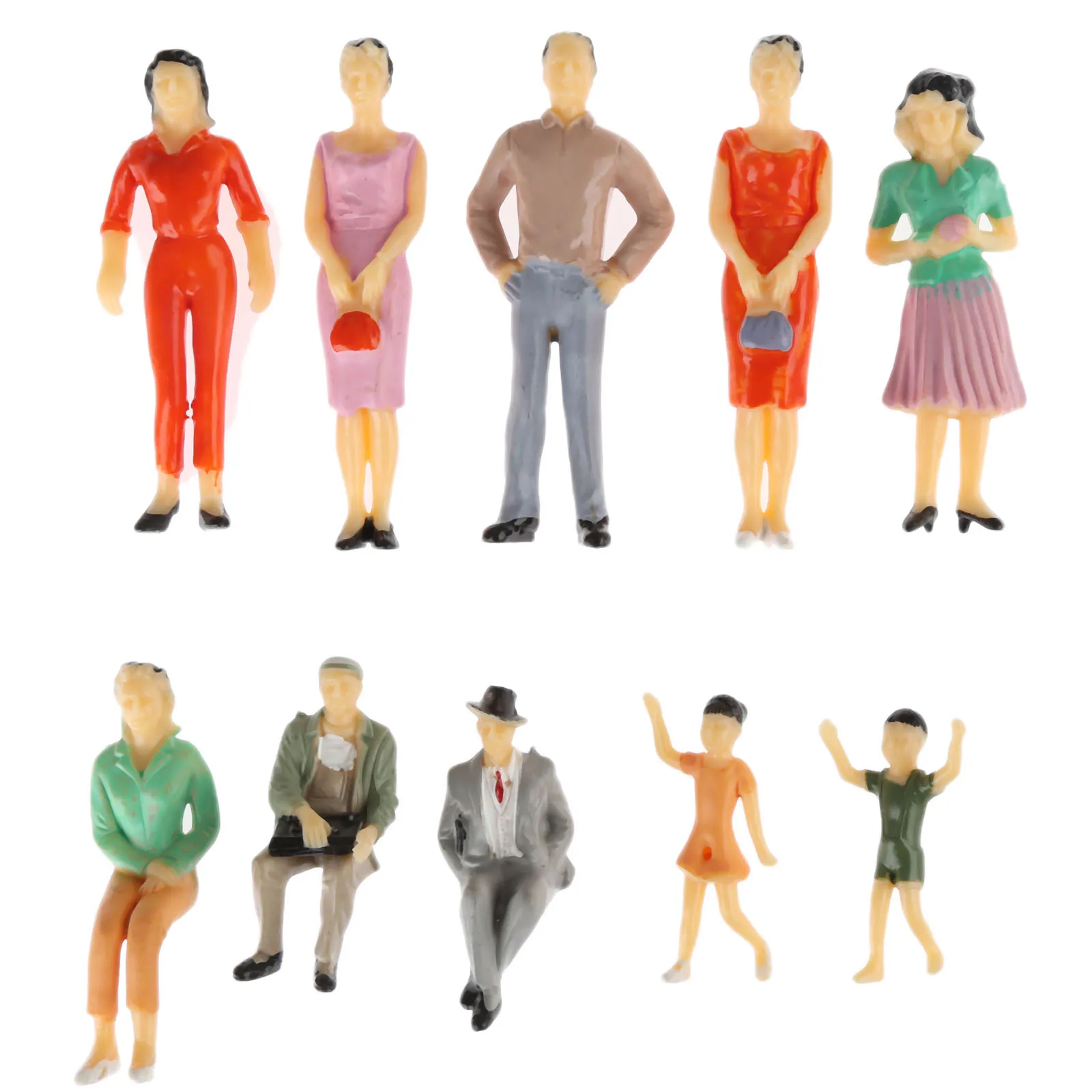 10 Pcs 1:25 Multicolor Model People Miniature Figures Architectural ...