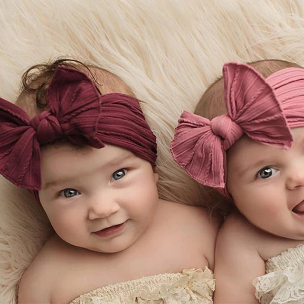 Baby-Big-Bow-Soft-Nylon-Headbands-Flower-Print-Nylon-Turban-Hairband ...