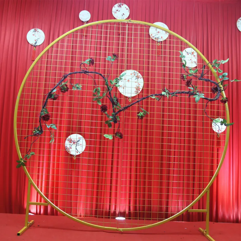 Net Round Arch Wrought-Iron-Grid Wedding-Decoration Screen-Layout ...