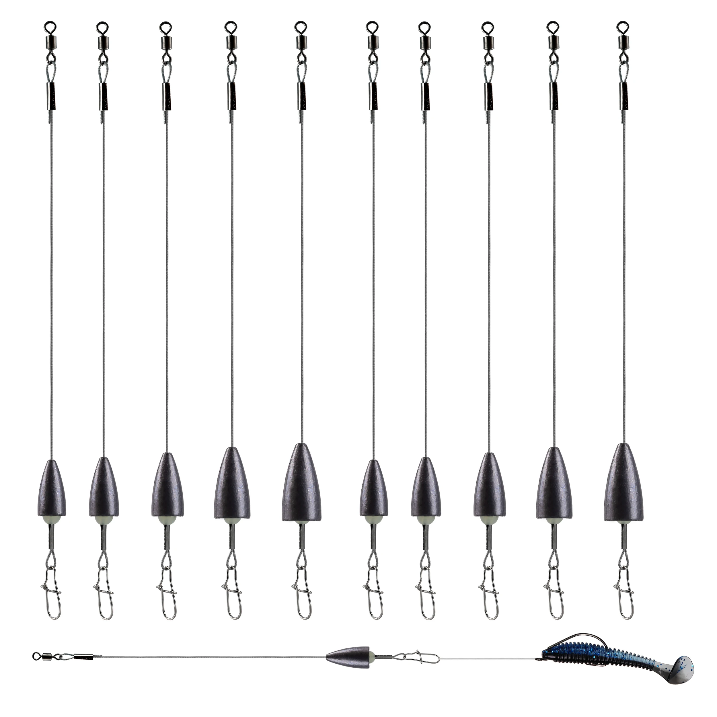 5pcs-Carolina-Ready-Rig-Stainless-Steel-Fishing-Wire-Leader-5g-7g-10g ...