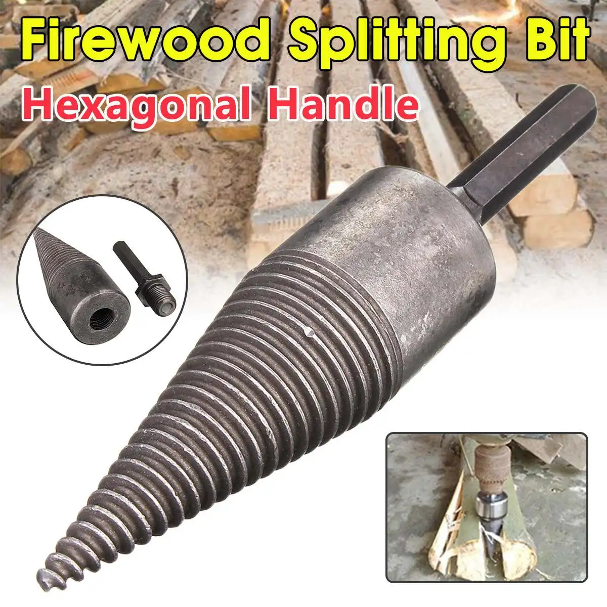 Firewood Splitter Machine Drill Wood Cone Reamer Punch Driver Drill Bit ...