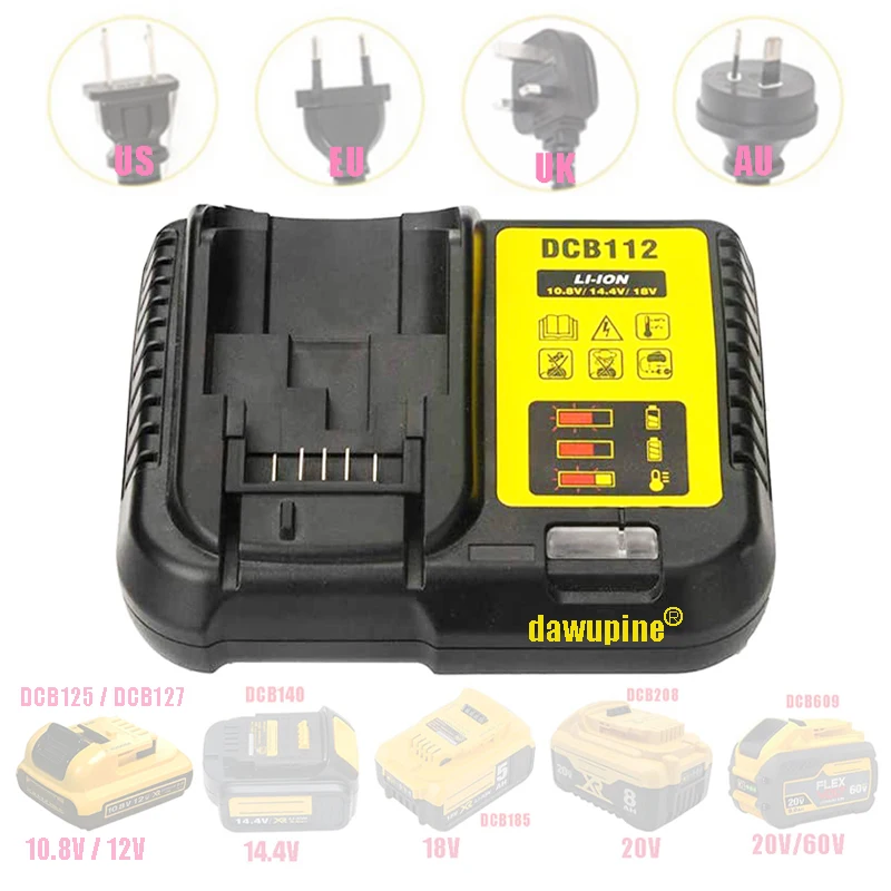 Dawupine Dcb112 Li-ion Battery Charger Dcb118 For Dewalt 10.8v 12v 14 ...