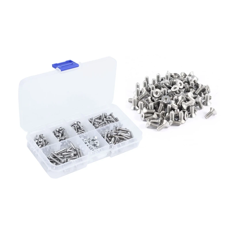 230pcs/set M3 Screws Bolts and Nuts Stainless Steel SS304 Hex Socket ...