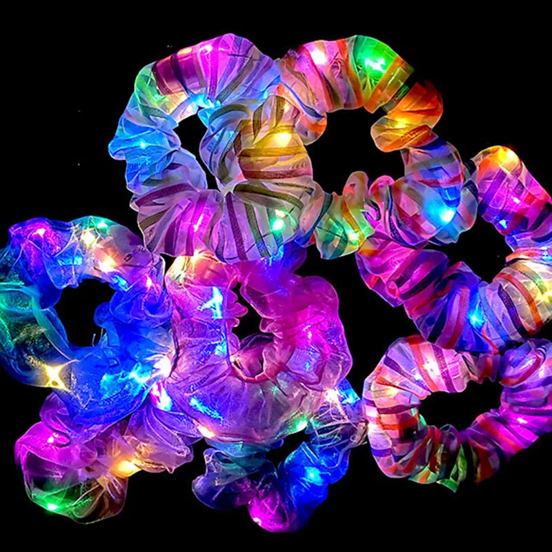 Light-Up-Hair-Scrunchies-Led-Scrunchy-Hair-Bands-Girls-Hair-Tie-Mesh ...