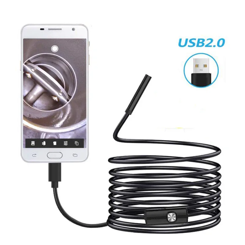 Endoscópio industrial de 3.5m e 5.5mm para celular android, usb, câmera ...