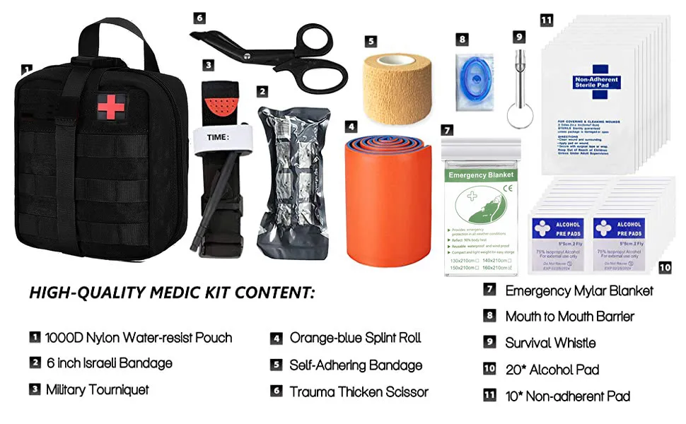 Emergency Survival First Aid Kit with Tourniquet 6" Israeli Bandage ...