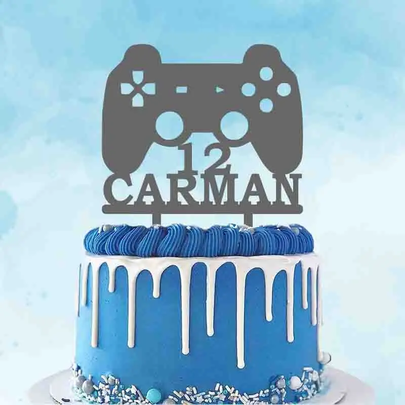 Personalized Game Cake Topper Custom Name Age Game Gamepad Cake Topper ...