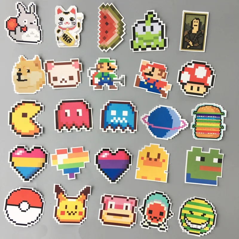 25Pcs-set-Pixel-Style-Stickers-Cartoon-Game-Graffiti-Stickers ...