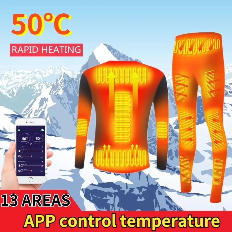 Winter-Jacket-Heated-Thermal-Underwear-Men-Suit-Smart-Phone-APP-Control ...