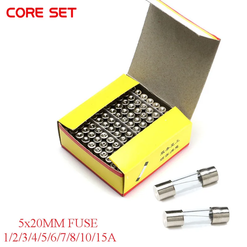 100pcs 5*20mm Glass Quick Blow Fuse 5*20 Fast Blow Insurance Tube ...