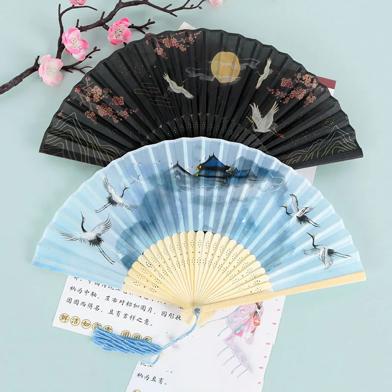 Chinese-style-summer-dance-decoration-folding-fan-Bamboo-wood-Silk ...
