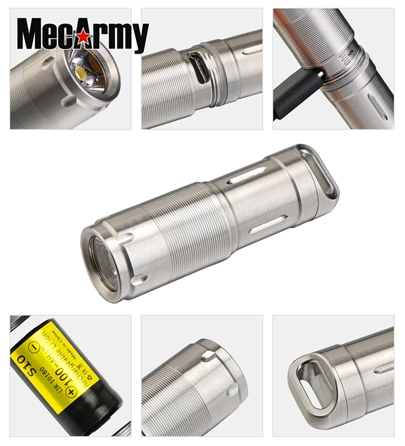 Mecarmy X2s Keychain Flashlight Cree Xp-g2 Led 130lm Micro Usb Charging Stainless Steel Mini ...