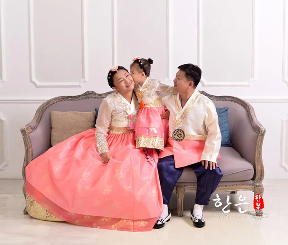 Coreia do sul importou tecido/casamento família terno hanbok/casal ...