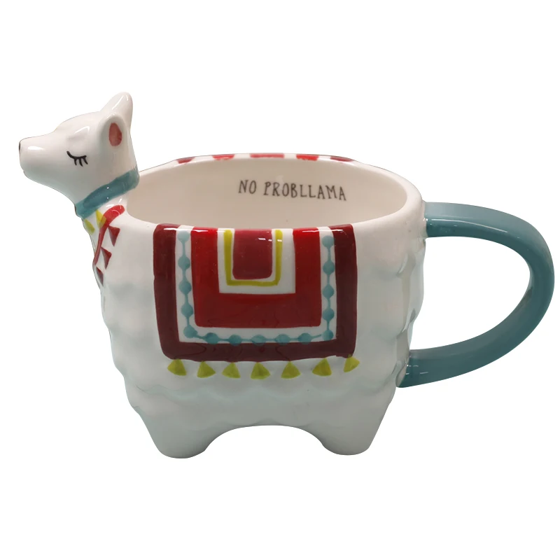 400ml 3d Solid Cartoon Alpaca Ceramics Coffee Mug Creative Hand Painted ...