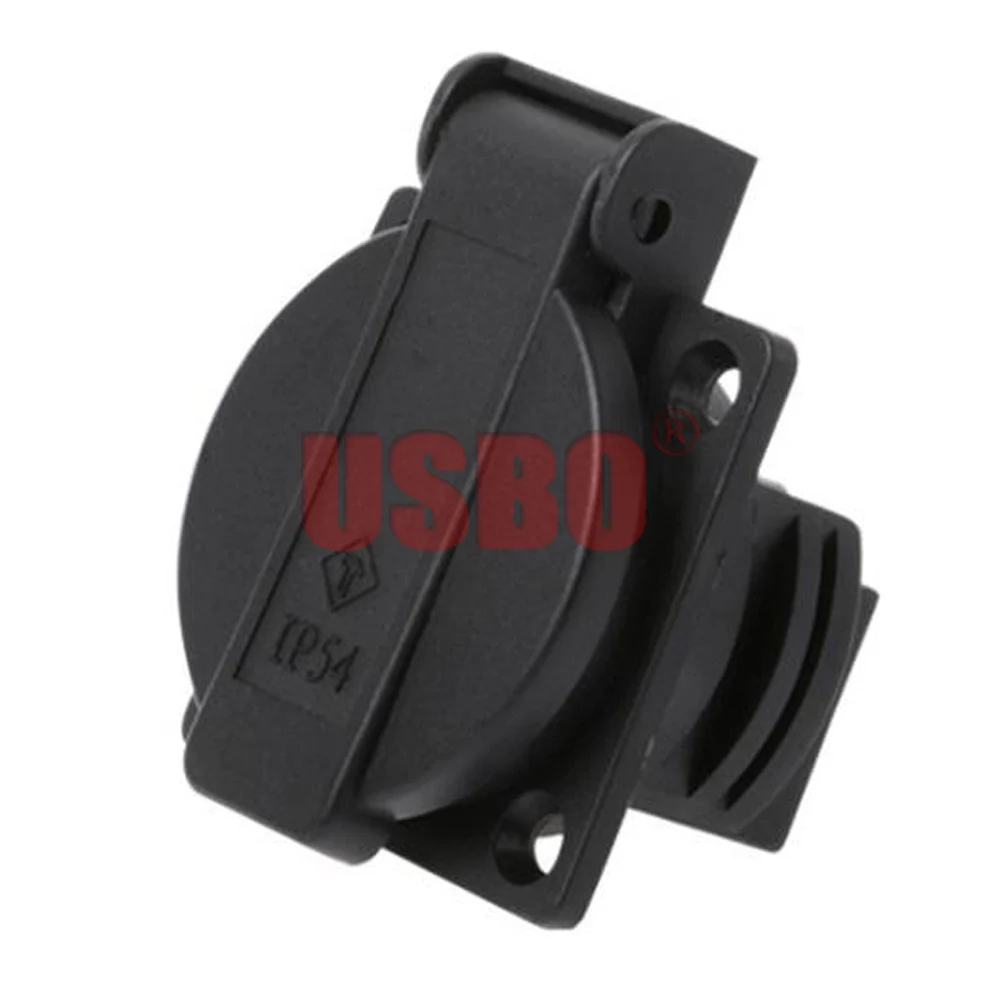 Black IP54 16A 250V electrical AC power socket European universal ...