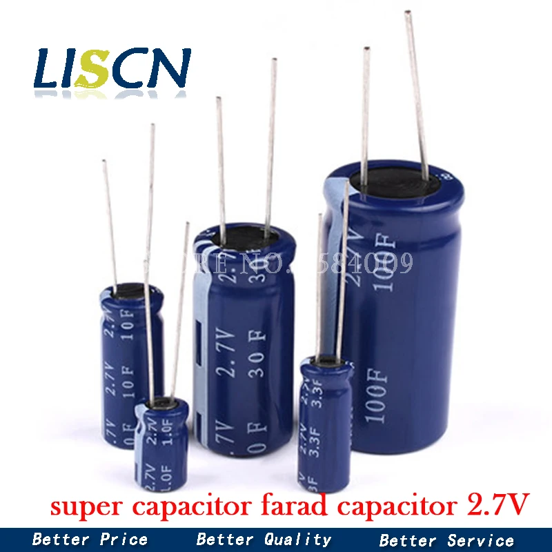 2PCS super capacitor farad capacitor 2.7V 2F 3.3F 4F 4.7F 5F 6F 7F 8F 10F 15F 20F 25F 30F 60F