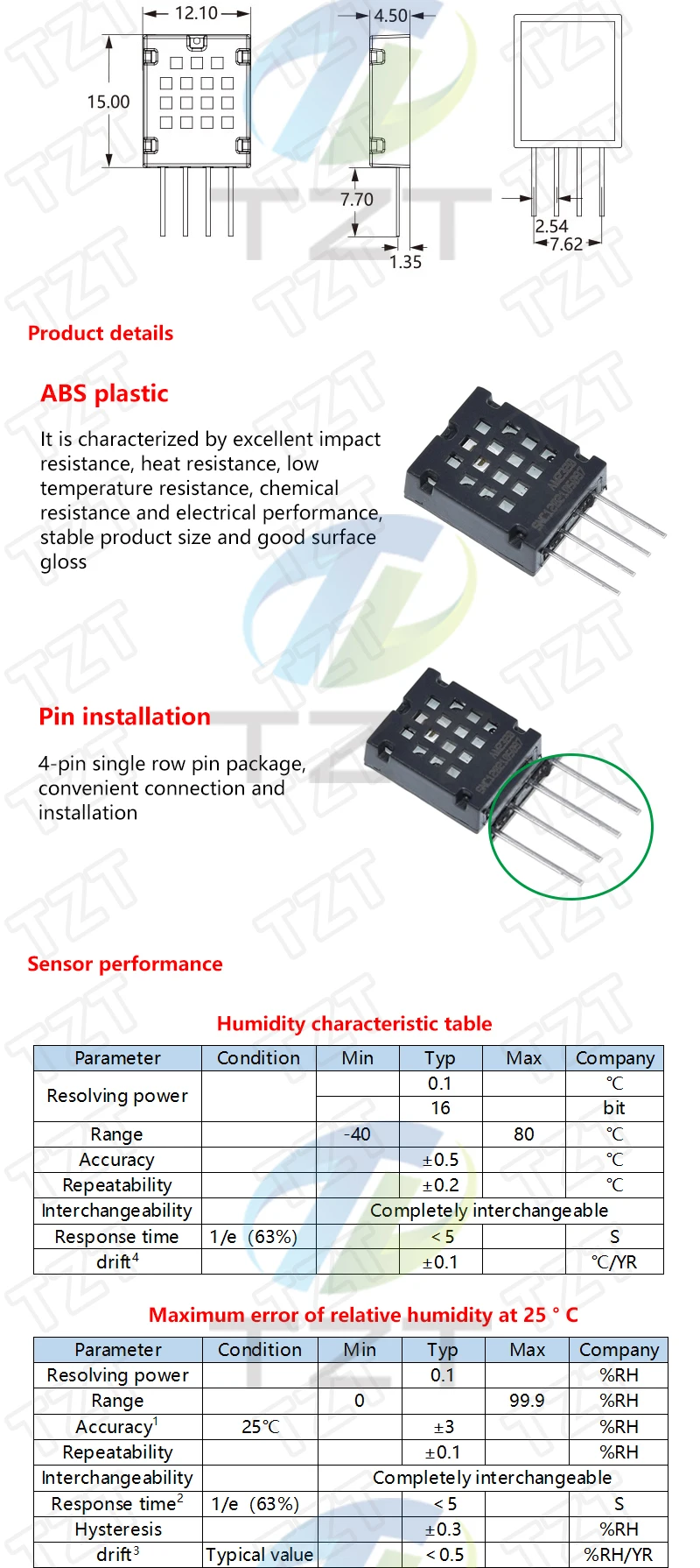 Digital Temperature Sensor / Humidity Sensor DHT11 DHT22 AM2302 AM2301 ...