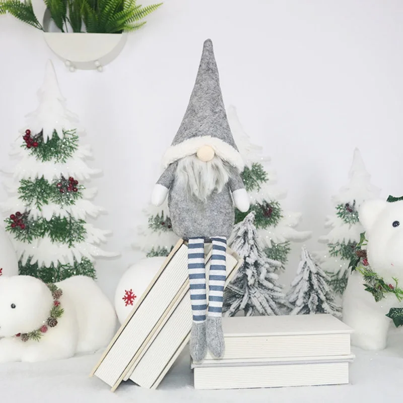 Piernas Largas sin rostro Santa Claus sentado posando Feliz Navidad Año ...